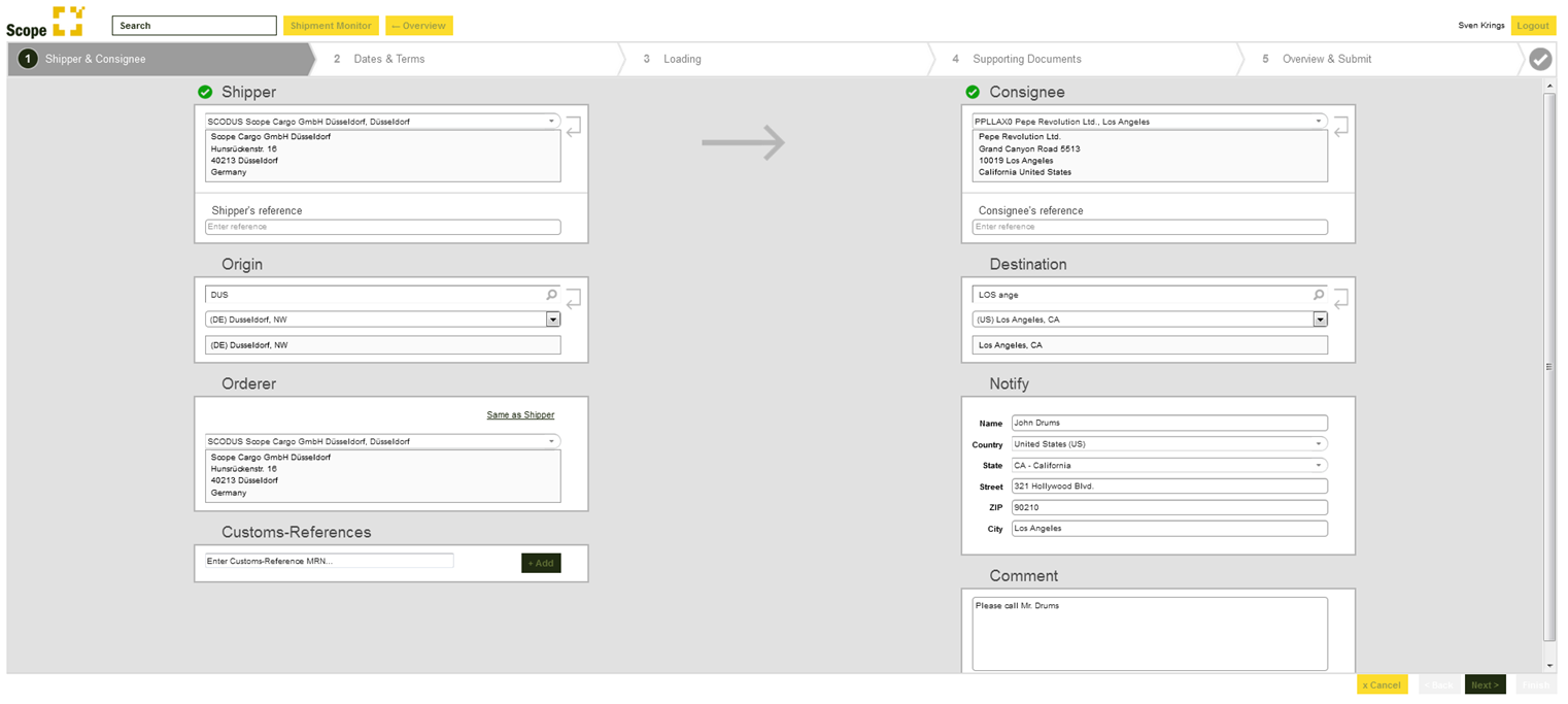 New Booking (Scope Connect)