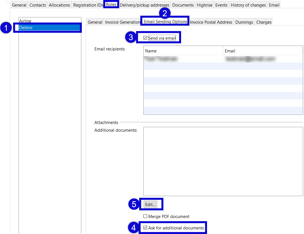 How can I set a debtor for automatic email invoicing?