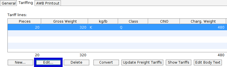How do I adjust the chargeable weight and dimensions on an AWB?