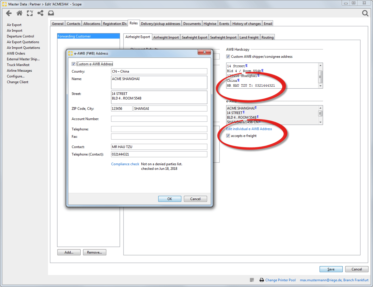 How do I enter AWB's to Chinese Destinations?