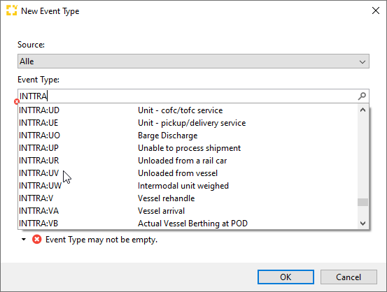 How can I choose and set up INTTRA events in Scope?