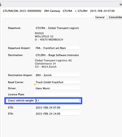What is the field 'Gross vehicle weight' and how should I use it?