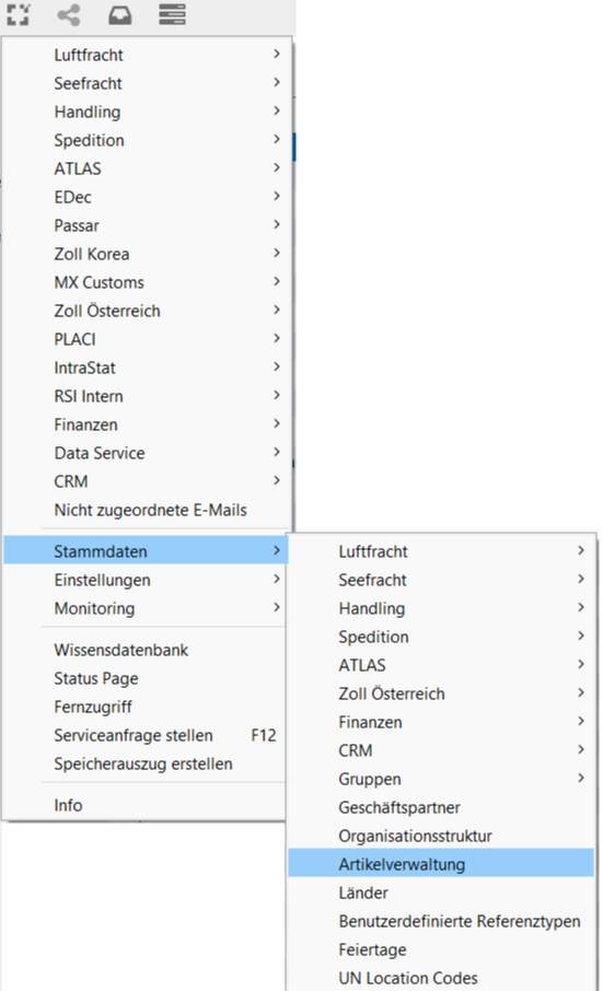 Wie lege ich einen Artikelstamm an?