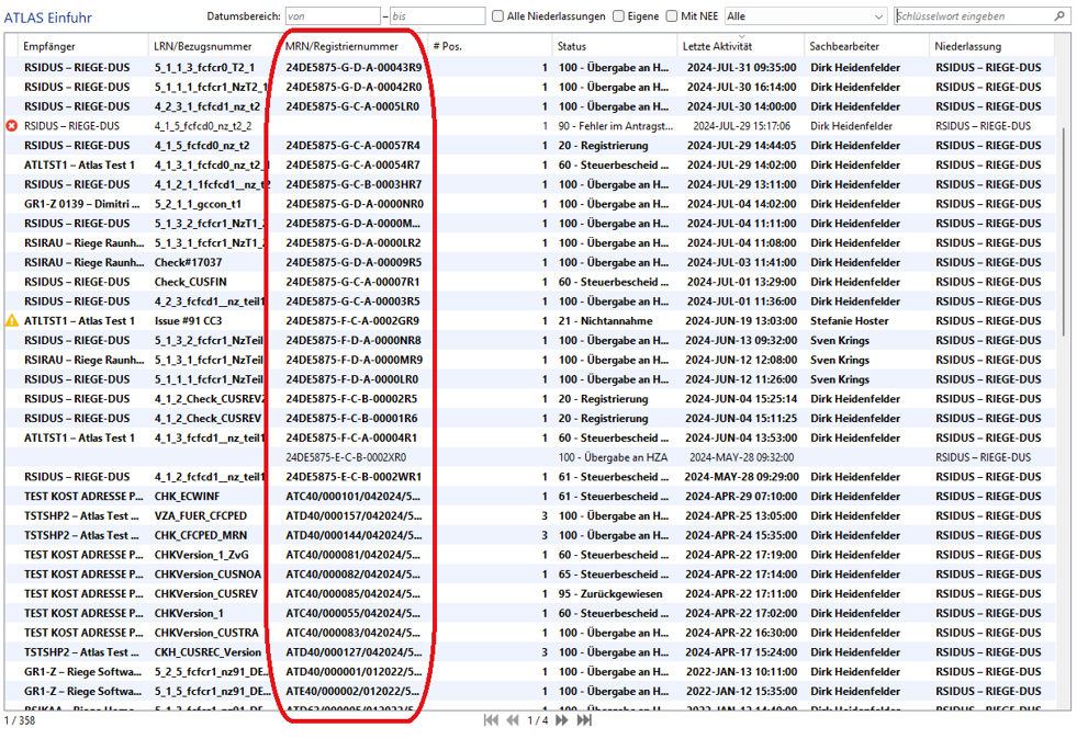Seit dem Release-Wechsel auf ATLAS 10.1 im Oktober 2024: Die MRN als ...