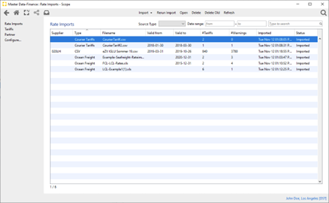 How can I import tariffs and e-rates?