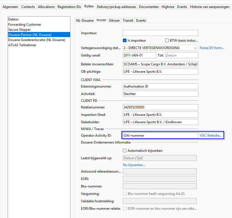 Hoe kan ik het Traces Operator Activity ID-nummer (OAI) invullen op de ...