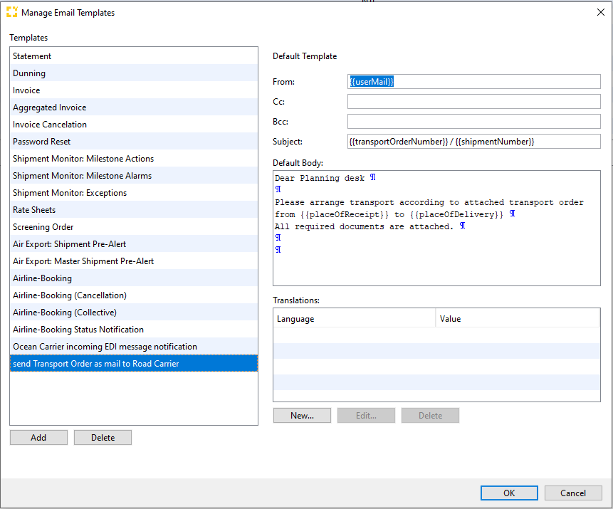 How can I send a Transport Order directly via email?
