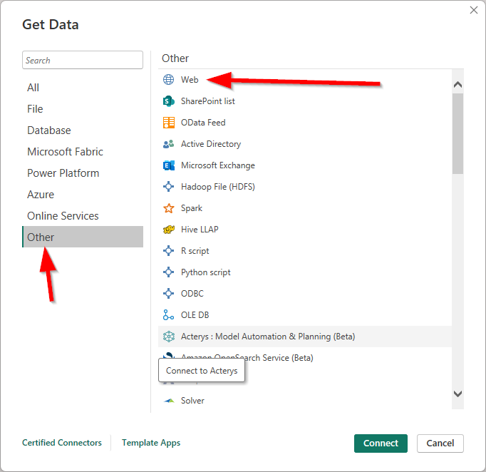 How do I connect Power-BI to a Scope REST Webservice?